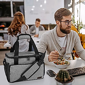 Gloppie Lunch Box Insulated Lunch Bag for Men Lunchbox for Work Lunch Cooler Bag Thermal LunchBag Reusable Lunch Bags Lunch Pail, Grey