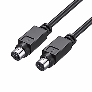 JUXINICE Mini-DIN 8-pin Male to Male Cable 6ft- Premium Copper Wire PLC Touch Screen Cable for JVC Subwoofer Replacement - Home Theater Audio (Black)