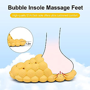 Cubufly Kids Bubble Slides Golf Ball Slipper Boy Girl Thick Sole Massage Bubble Shoes Funny House Yard Shower Slippers Yellow