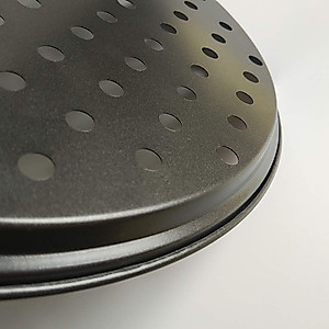 CRYDAY Non stick round pizza pan with holes for oven best perforated carbon steel pizza tray (10 inch)