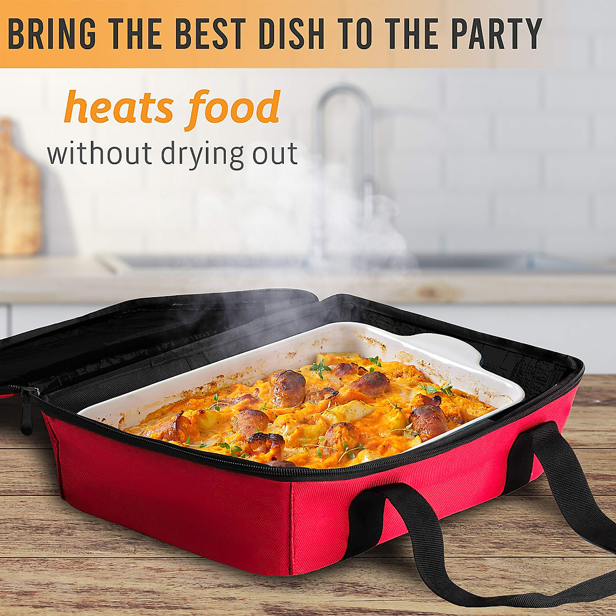 HOTLOGIC Food Warming Tote, Casserole Carrier 120V, Red