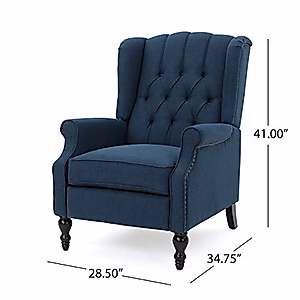 Christopher Knight Home Earlean Fabric Recliner (Set of 2), Navy Blue, Dark Brown