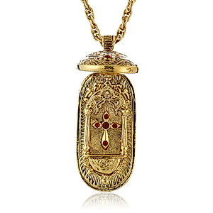 Symbols of Faith "Inspirations" 14k Gold-Dipped Red Swing Open Enclosed Crucifix Pendant Necklace