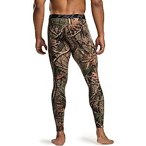 TSLA Men's Thermal Compression Pants, Athletic Sports Leggings & Running Tights, Wintergear Base Layer Bottoms, Heatlock Athletic Print Hunting Camo, Small