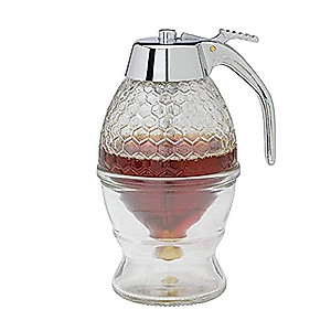 Honey dispenser, syrup dispenser, beautiful honeycomb honey jar, honey jar with stand