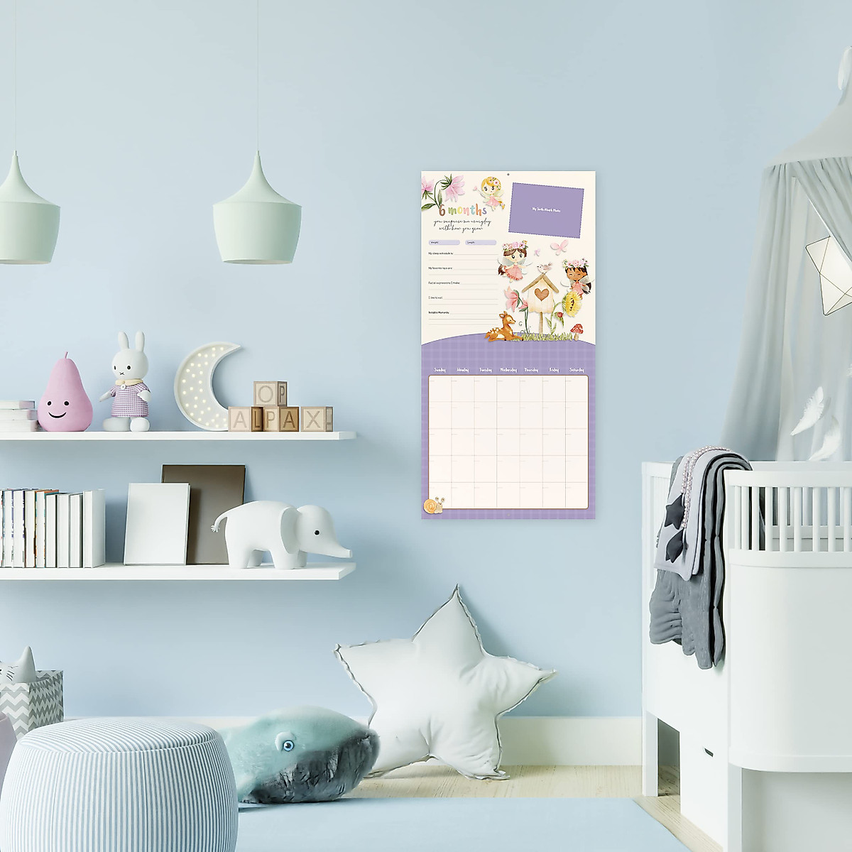 Baby's First Year Book & Calendar with 54 Stickers By Bright Day – Capture Milestones with Baby's First Year Calendar – Keepsake Memory Journal for Newborns