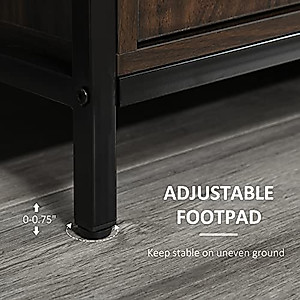 HOMCOM TV Stand for TVs up to 60", Industrial Entertainment Center Cabinet with Storage Shelves for Living Room or Bedroom, Dark Walnut