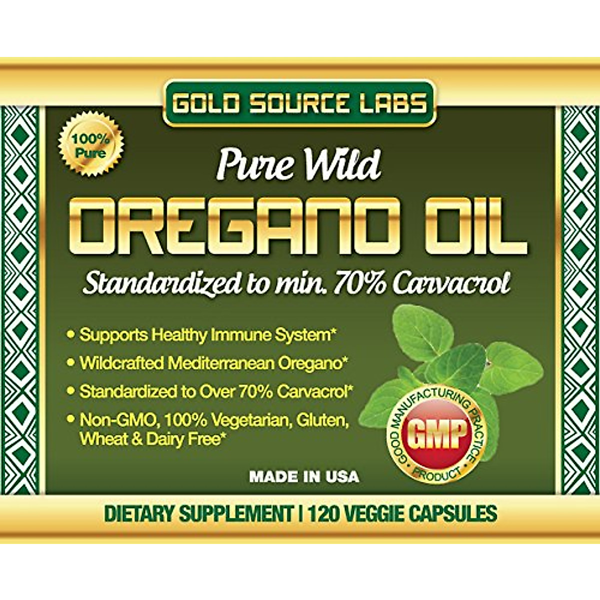 Wild Oregano Oil Capsules - 120 Liquid Veggie Softgels - Pure Standardized Wild Oregano Leaf Extract offers 70% Carvacrol (32 mg) for Immune System Health - Non GMO, Vegan, Gluten Free