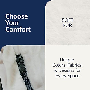 ULTIMATE SACK 6ft Bean Bag Chair, Oversize Bean Bag Chair for Adults, Comfy Chair Bean Bag Couch Lounge Sofa Loveseat Furniture | Ivory Fur