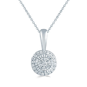 Fifth and Fine 1/10ct tw Diamond Round Cluster Fashion Pendant in Sterling Silver with 18" cable chain