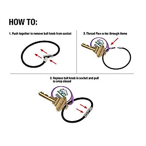 Lucky Line 5" Flex-O-Loc Cable Key Ring, Galvanized Steel, Corrosion-Resistant, Red, 5 Pack (7117005)