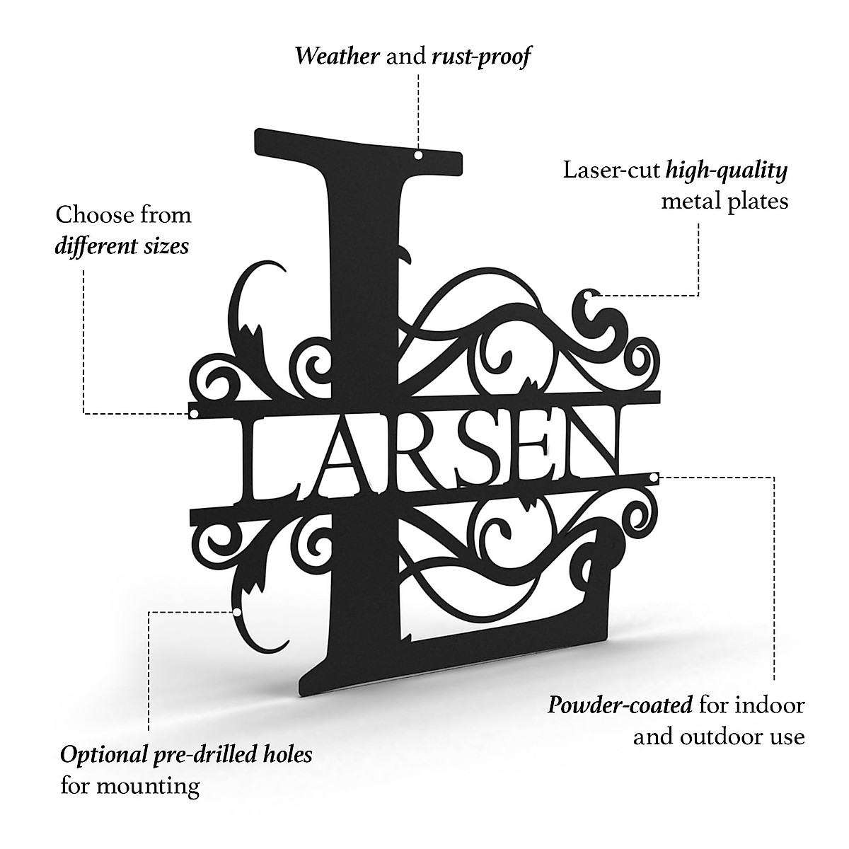 Last Name Signs for Home - Custom Family Name Sign & Personalized Metal Name Sign - Monogram Sign for Indoor or Outdoor Home & Wall Decor, Cabin, Baby Room - Housewarming & Wedding Gifts - House Decor