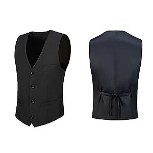 WOMS Mens Suits 2 Pieces Slim Fit Waistcoat Dress Pants Wedding Business Outfit Suit for Men Formal Tuxedo Black XS