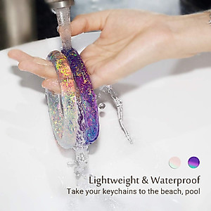 Mymazn Bangle Key Ring Bracelet for Women Wristlet Keychain Bracelets Holographic Circle Keyring for Wrist, Gift for Women Girls