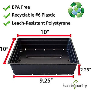 10" x 10" Garden Growing Trays with Drain Holes - 10-pack Recyclable Plastic Plant Trays for Wheatgrass Sprouting Tray, Microgreens Growing Trays, Hydroponic Trays, Nursery Flats, Greenhouse Supplies