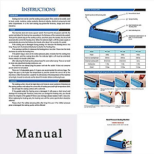 LabZhang 8inch Impulse Bag Sealer,Impulse Heat Sealer,Manual Poly Bag Heat Sealer Heat Seal Closer with Replacement Kit
