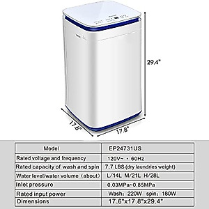 Giantex Portable Washing Machine, Washer and Spinner Combo with Water Heating, 8 Programs 3 Water Levels and Built-In Drain Pump, 2 In 1 Compact Laundry Washer Full Automatic for Apartment Dorm RV