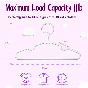 trusir Kids Hangers 100 Pack - 11. 5 Inch Baby Hangers for Closet - White Hangers for Closet - Toddler Hangers for Clost & Child Clothes for Clost - Ideal for Baby Standard Use (White)