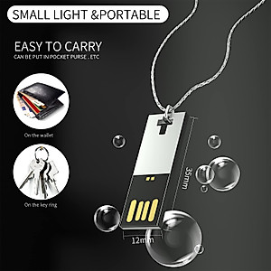 USB Flash Drive- Thumb Drive Memory Stick Pen Drive 32GB Necklace Metal Style Keychain Design (32gb, Silver)