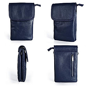 befen Cell Phone Crossbody Wallet Purse, Women Small Leather Crossbody Bag - Fit iPhone Xs Max (Navy Blue)