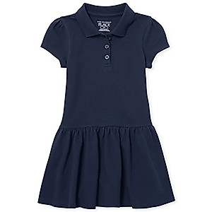 The Children's Place baby girls Short Sleeve Polo School Uniform Dress, Tidal, 5T US