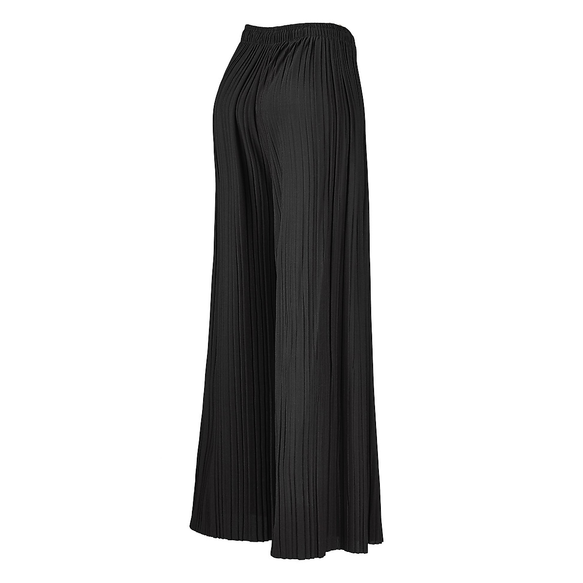 Made By Johnny MBJ WB1484 Womens Pleated Wide Leg Palazzo Pants with Drawstring OneSize Black
