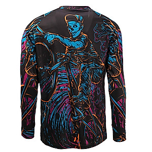 Cycling Jersey Men's Mountain Bike Motocross Long Sleeve MTB T-Shirt Downhill Tops Sports Racing Riding Blouse Bicycle Shirt Blue M