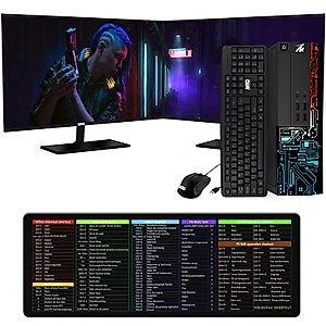 TechMagnet Computer Desktop PC, Intel Core i7, Siwa 8, 16GB RAM, 128GB SSD Boot + 2TB HDD, New Dual 24 Inch Monitor, USB Wired Keyboard Mouse, XL Cheatsheet Desk Pad, WiFi, Win 11 Home (Renewed)