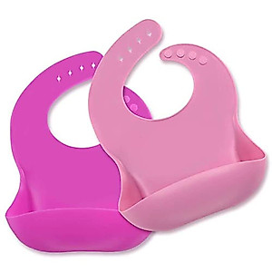 RyanLemon Baby Feeding Set, Silicone Baby Led Weaning Set, Suction Plate and Bowl, Pocket Bib, Spoon Fork, Toddler Flatware Set for Babies 6 Months+, Purple