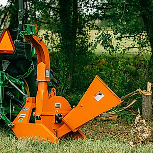 Titan Attachments 3 Point Wood Chipper, PTO Driven for Tractors Up to 70HP, 3 Point Hitch Mounting, Self-Feeding Chute, Adjustable Discharge, Reversible Blades, Shredder Mulcher Operates at 540 RPM