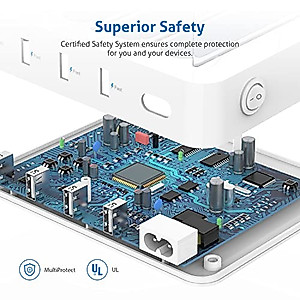 SooPii Charging Station for Multiple Devices, 4-Port Charger Station with 4 Mixed Charging Cables Included,for Home,Office,Travel