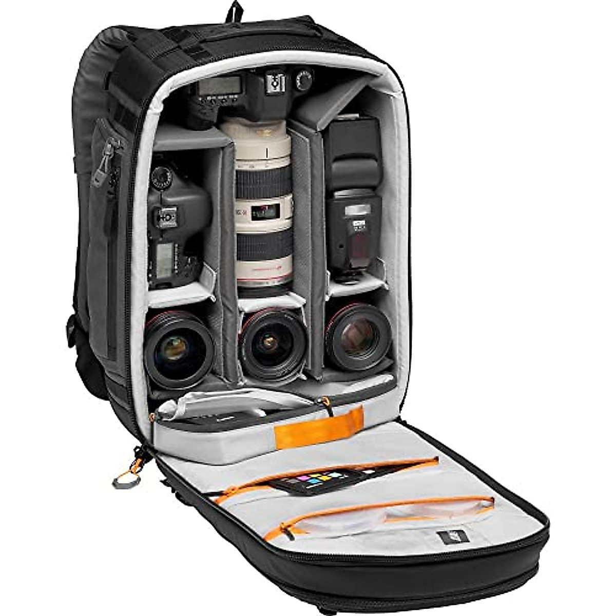 Lowepro LP37268-PWW Pro Trekker BP 350 AW II Outdoor Camera Backpack with Maxfit Dividers, Fits 15-inch Laptop/iPad, for Pro Mirrorless and DSLR, Gimbal, Drone, DJI, Black/Dark Grey