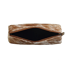 Myra Bag Sandy Cowhide Purse - Cowhide Purses for Women, Small Purse, Handcarry Purse, Western Gifts, for Women, Cow Print Purse Multi Pouch, Light Brown and Ivory Cow Hide Purse