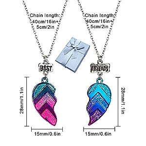 Yijunmca Best Friend Necklaces Half Heart BFF Necklace Best Friends Forever Pendant Necklaces Set Friendship Birthday Gifts for 2 Matching Heart Jewelry for 2 Friends Sisters Teens Girls