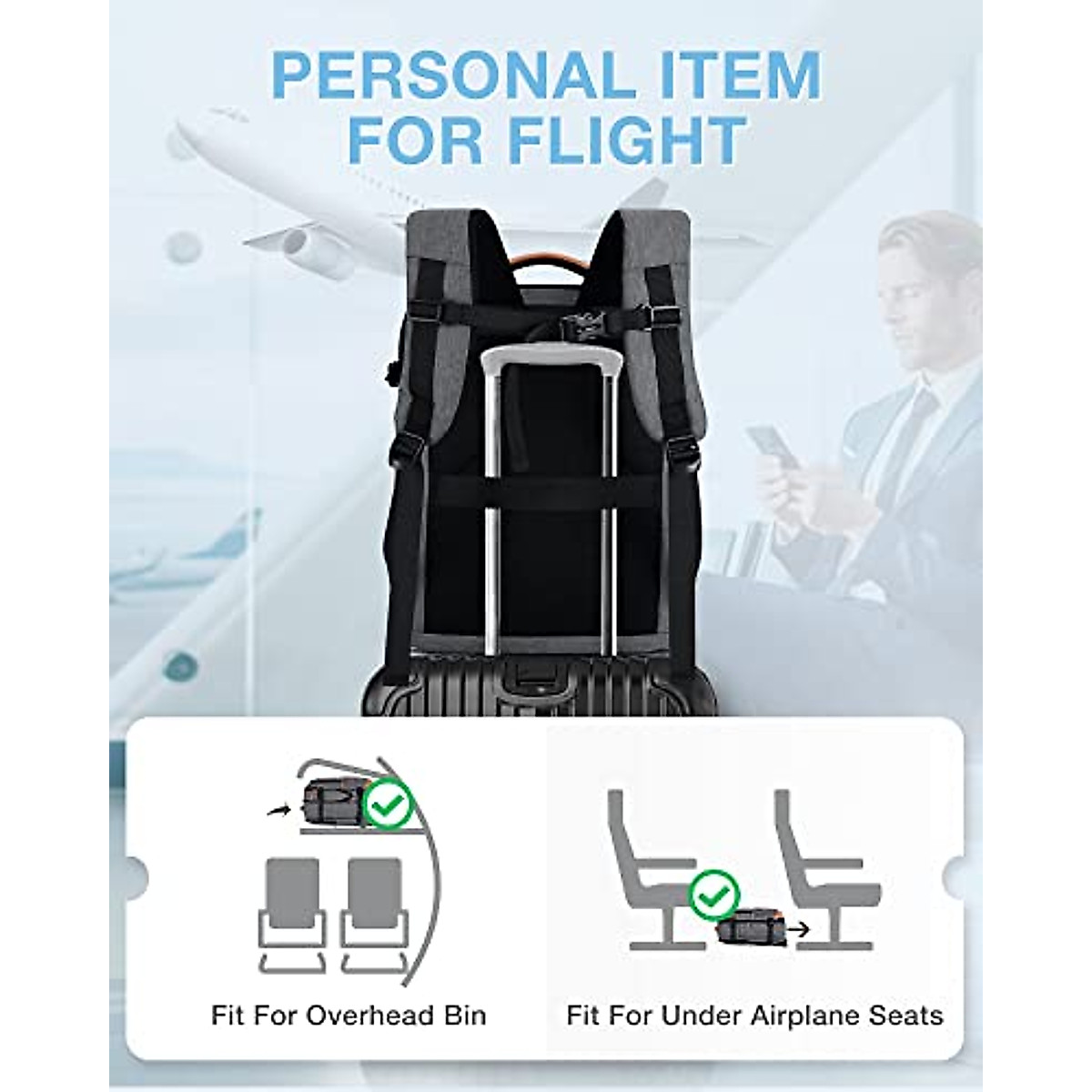 BAGSMART Travel Laptop Backpack, 40L Expandable Airline Approved Carry On Backpack with Packing Cubes, Water Resistant Weekender Backpack Fits 17 Inch laptop, Luggage Daypack with Shoe Bag,Grey