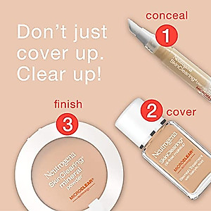 Neutrogena SkinClearing Mineral Acne-Concealing Pressed Powder Compact, Shine-Free & Oil-Absorbing Makeup with Salicylic Acid to Cover, Treat & Prevent Acne Breakouts, Buff 30, .38 oz (Pack of 2)