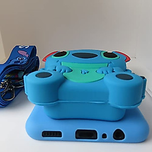 BASRKY Alien Dog Case for Samsung Galaxy A03S Cartoon Funny Kawaii Cute Silicone Fun Cover Stylish Unique Design Purse Wallet with Lanyard Stand Case for Girls Boys Kids