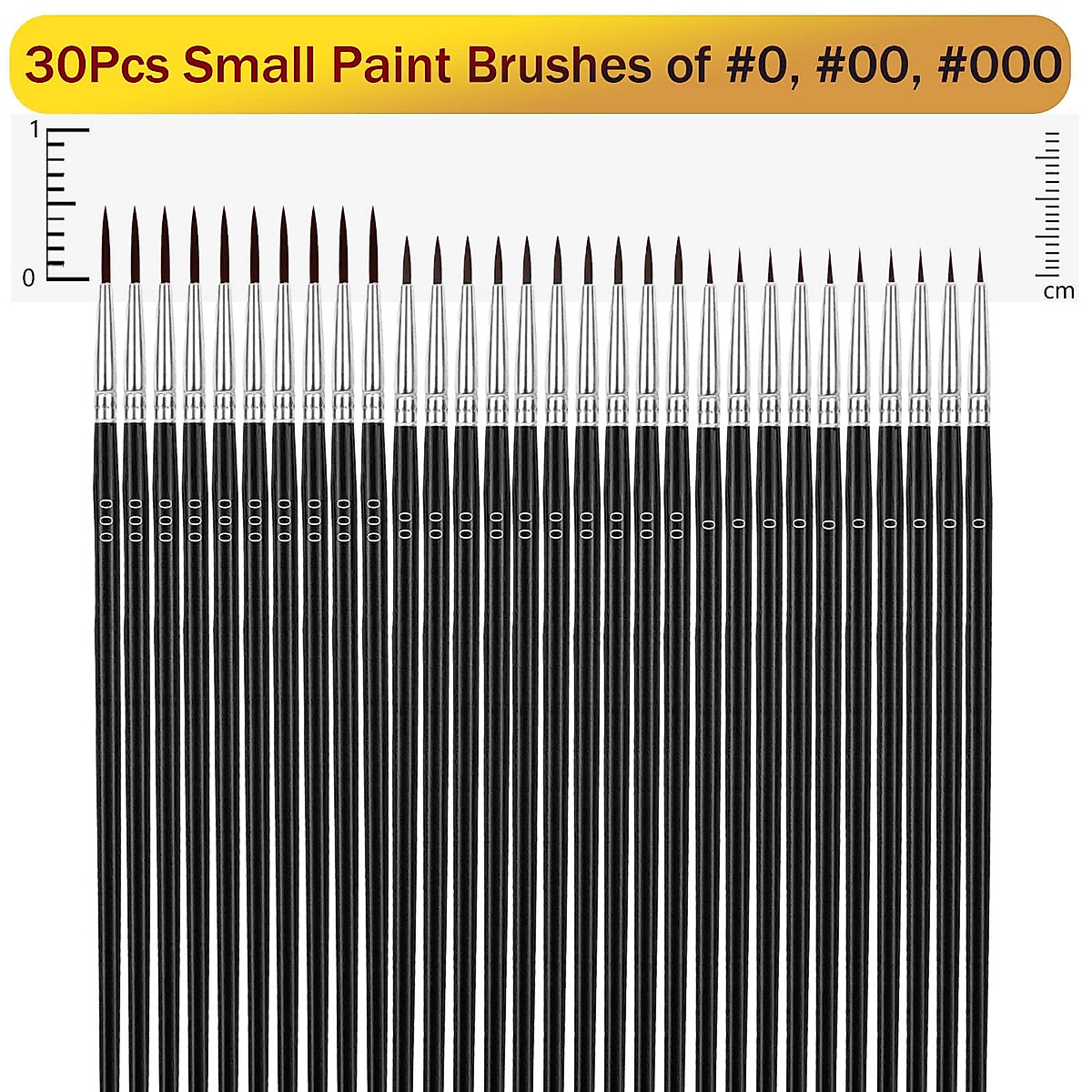 Anezus Tiny Detail Paint Brushes 30 Pcs Fine Paint Brushes Set with 3 Size #0#00#000 Liner brush for Miniature 40k Model Crafts Watercolor Acrylics Oil