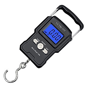 NUTRI FIT Luggage Scale Digital Suitcase Weighing Scale Portable for Travel, Handheld Fish Weight Scale with Hook for Fishing, 110lb/50kg as Traveler Gifts