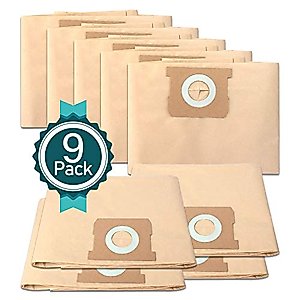 KEEPOW DXVA19-4101 Shop Vac Bags Compatible with DEWALT, Vacuum Bags for Dewalt 6-10 Gallon DXV06P, DXV09P, DXV10P, DXV10S, Disposable Filter Bag, 9 Pack