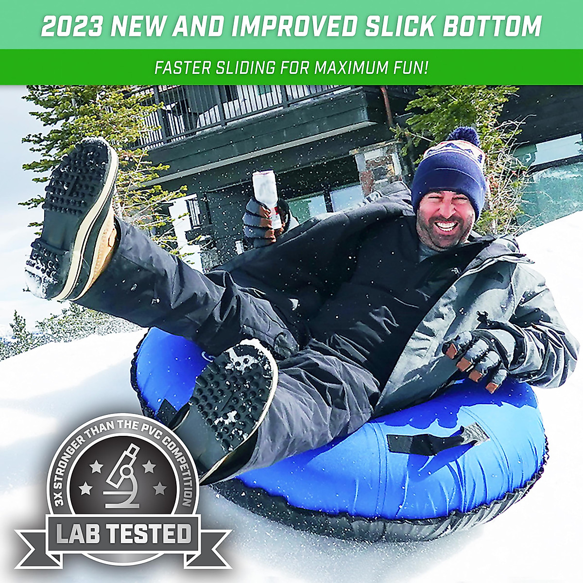 GoSports 44 in Heavy-Duty Winter Snow Tube with Premium Canvas Cover - Commercial Grade Sled - Choose Your Style