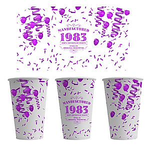 Bang Tidy Clothing 40th Birthday Paper Cups Pack of 12-12 Oz Party Cups - Disposable - Manufactured 1983 - Pink
