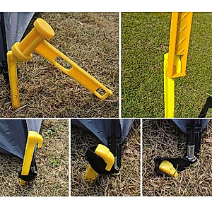 Tent Stakes for Sand ，Plastic Tent Stakes Heavy Duty, Lighter and Safer Than Tent Stake Metal,9 Inch Yellow Tent Stakes for Sand/Sand Stakes for Beach (24 Pack)