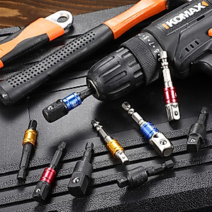 10 Pcs Drill Bit Sockets Adapter Extension Set Including Power Drill Adapters 360 Degree Rotatable Hex Shank Drill Adapters 105 Degree Angle Screwdriver Drill Bit for Household Workplace Industry