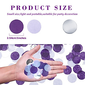 VCOSTORE 5000 pieces Tissue Paper Confetti Circles - Round Paper Confetti Dots - Large Table Confetti for Birthday Wedding Party Decoration and Baby Shower decoration(Purple & Sliver)
