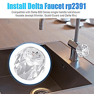 Shower Knob Replacement, Shower Faucet Handle Replacement Single Handle Tub Faucets Replacement Compatible with Delta Faucet RP2391 (Diameter 1.97in, Depth 2.56in, Mouth 0.02x0.01in)