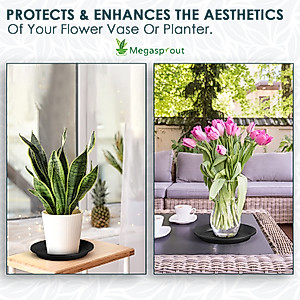 MegaSprout 6 Plant Saucer Trays 9 Inch | Sturdy Plastic Plant Trays for Pots & Planters | Protect & Enhance Surfaces with Black Round Flower Pot Saucers | Large Plant Saucers for Indoors