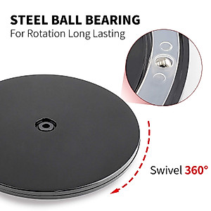 Kyuionty Black Turntable Organizer 8 Inch, Acrylic Rotating Swivel Steel Ball Bearings Stand for Pantry Cabinet Spice Rack Cake Table Makeup