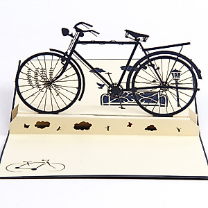 ENJOYPRO 3D Bicycle Pop Up Birthday Card, Father's Day Card, Laser Cut, Eco-Friendly, Blank Writing Space