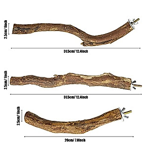 Allazone 5 PCS Bird Perch Natural Wood Bird Perch Stand Wooden Parrot Perch Stand Bird Standing Stick Swing Chewing Bird Toys for Parrot Cages Toy for Cockatiels, Parakeets, Finches